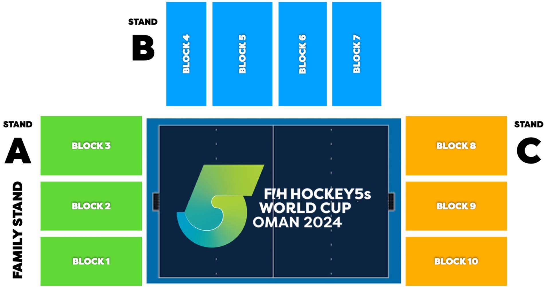 Stand A (Blocks 1-3) | Hockey5s World Cup | 24-31 Jan 2024 | Hockey ...